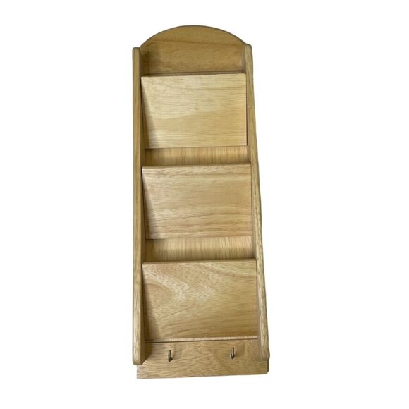 Accents | Letter Bill Organizer Key Holder 2 Wall Hanging Wood Pockets ...